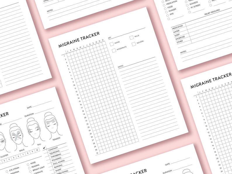Migraine Tracker Printable, Headache Template, Migraine Track Headache ...
