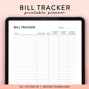 Monthly Bill Payment Tracker Printable, Financial Planner Printable ...