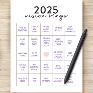 2025 Vision Bingo Card, 2025 Glow up Bingo Printable, New Year's ...
