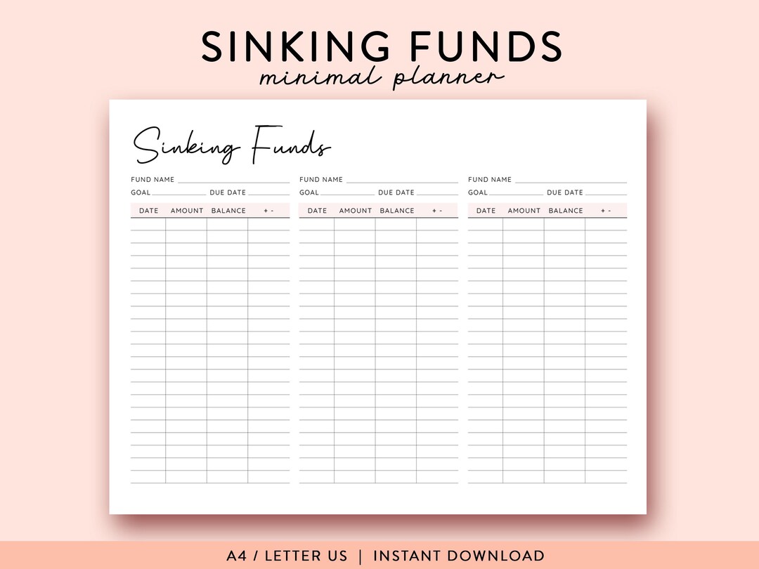 Sinking Funds Tracker Printable Landscape Sinking Funds Tracker Sheet ...