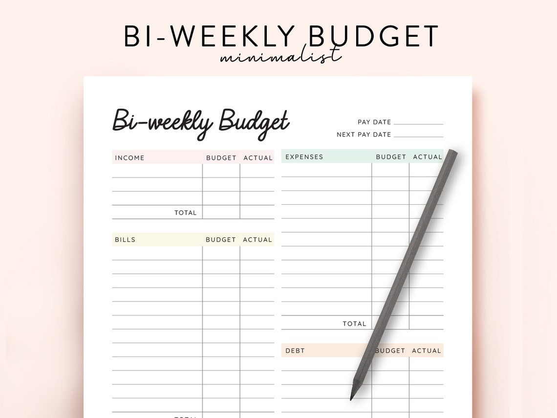 Bi-weekly Budget Planner Printable Biweekly Budget Planner Printable ...