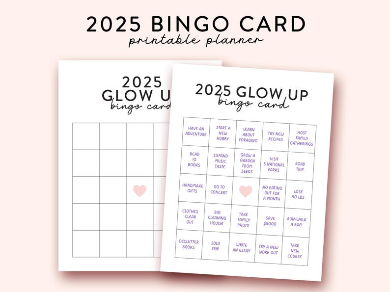 2025 Glow up Bingo Card Printable, 2025 Bingo Card, New Year's ...