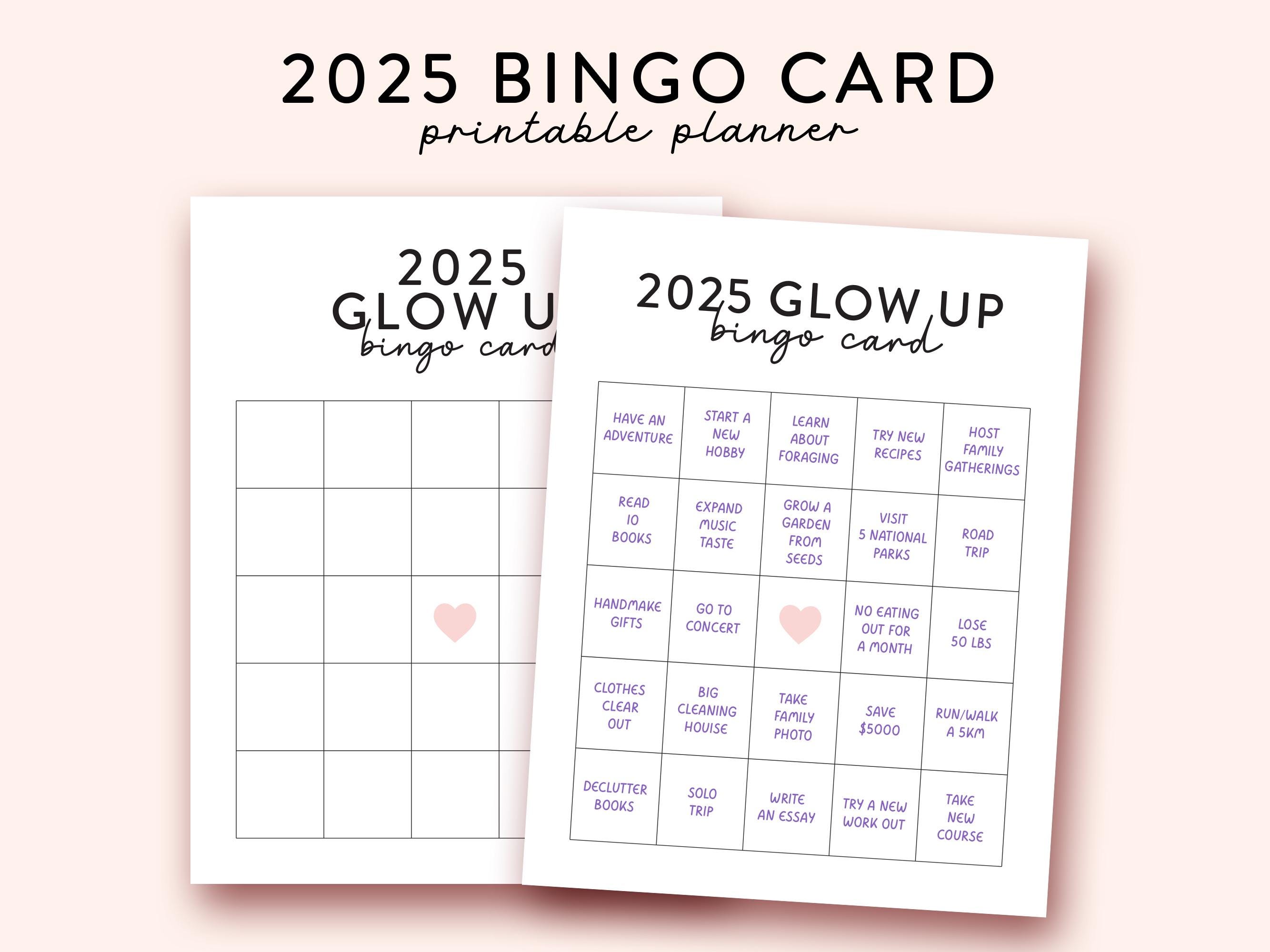2025 Glow up Bingo Card Printable, 2025 Bingo Card, New Year's ...