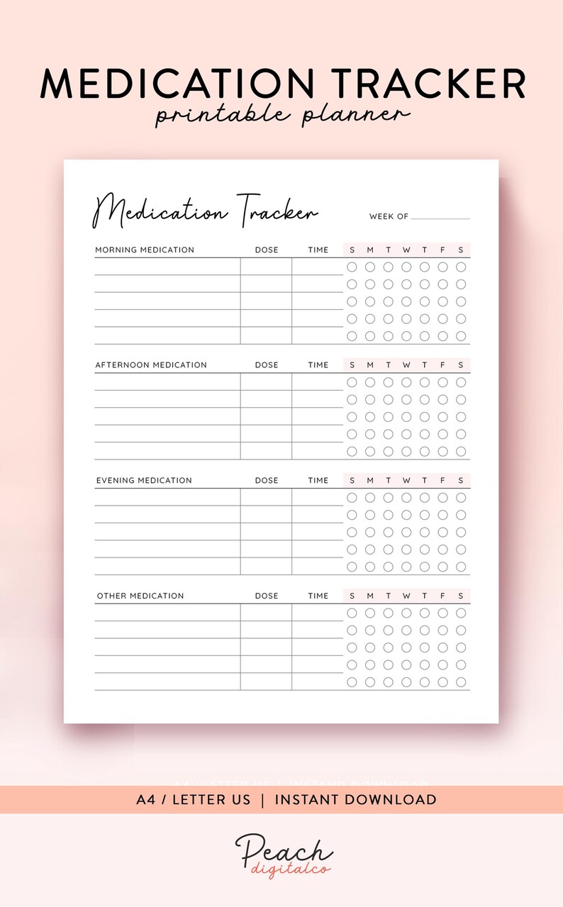 Medication Tracker Printable, Medication Log, Medication Chart ...