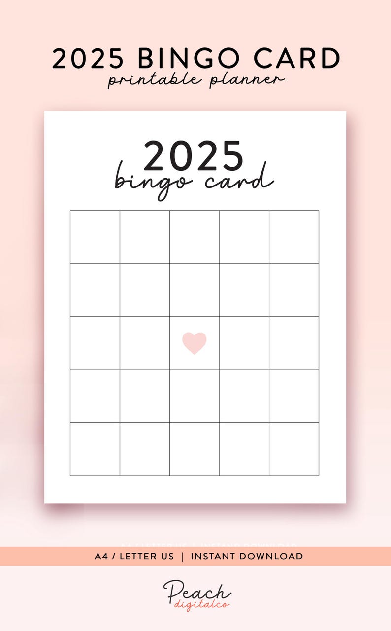2025 Bingo Card, 2025 Glow up Bingo Card Printable, New Year's ...