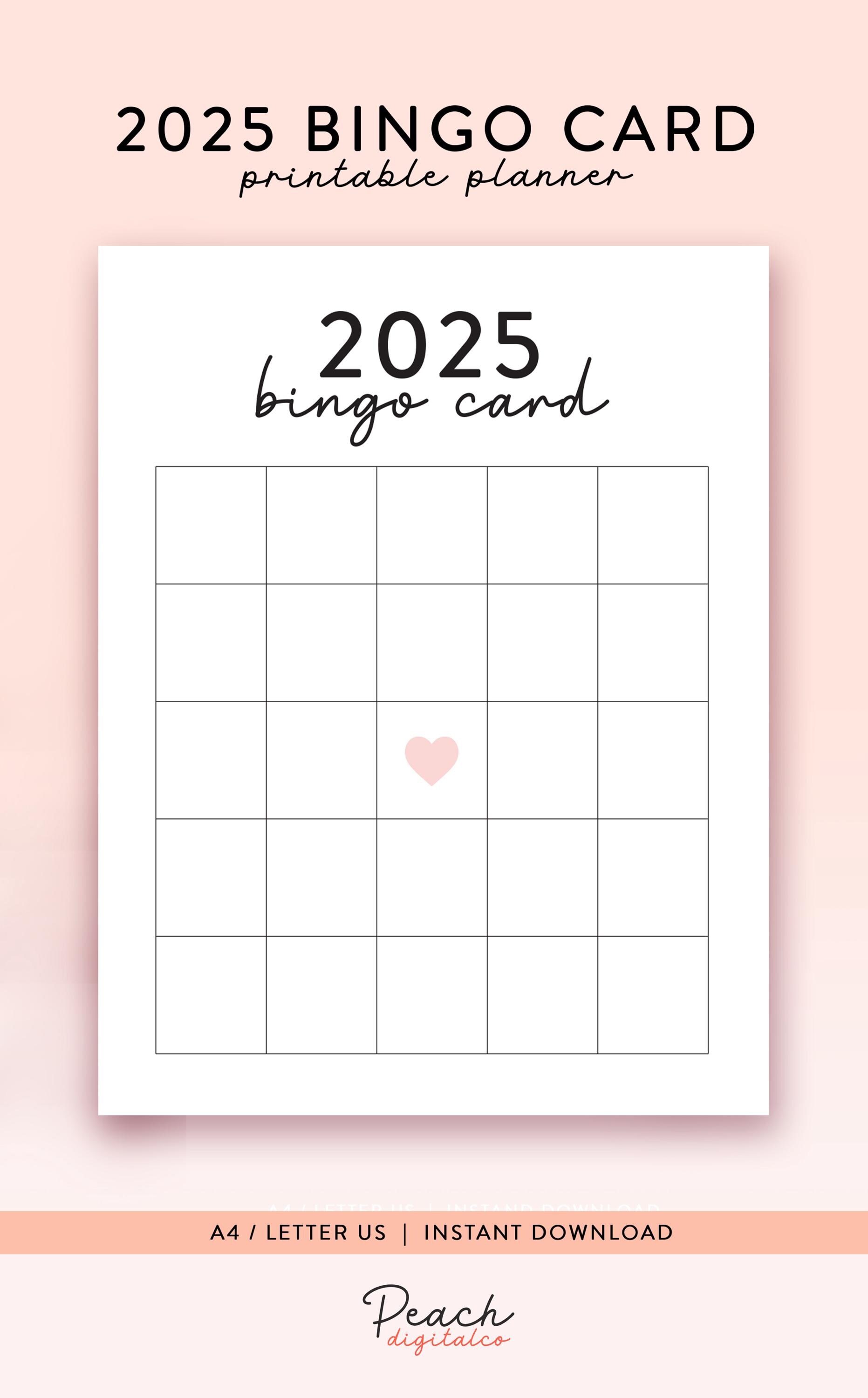 2025 Bingo Card, 2025 Glow up Bingo Card Printable, New Year's ...
