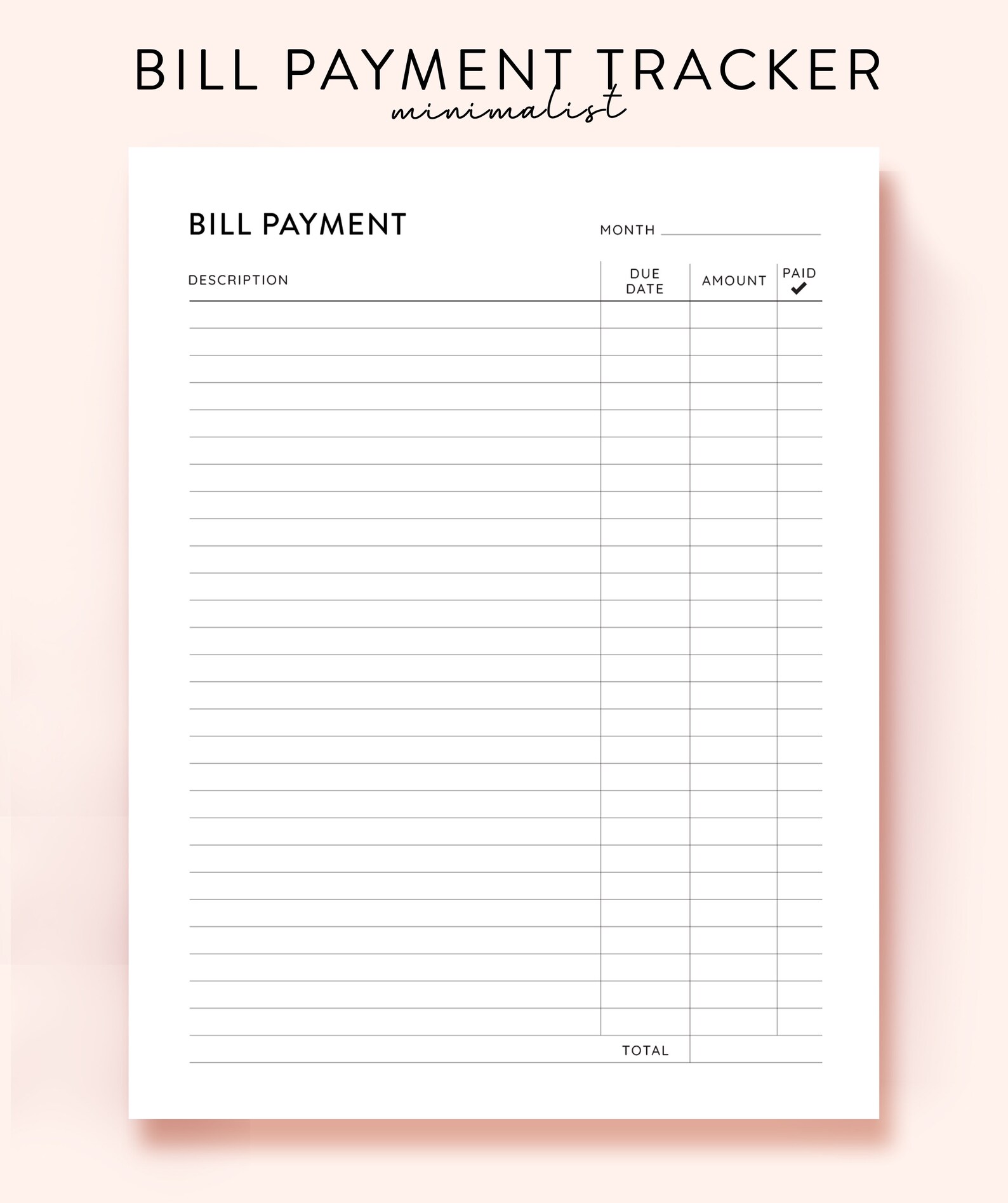 Monthly Bill Payment Tracker Printable, Yearly Bill Tracker Printable ...