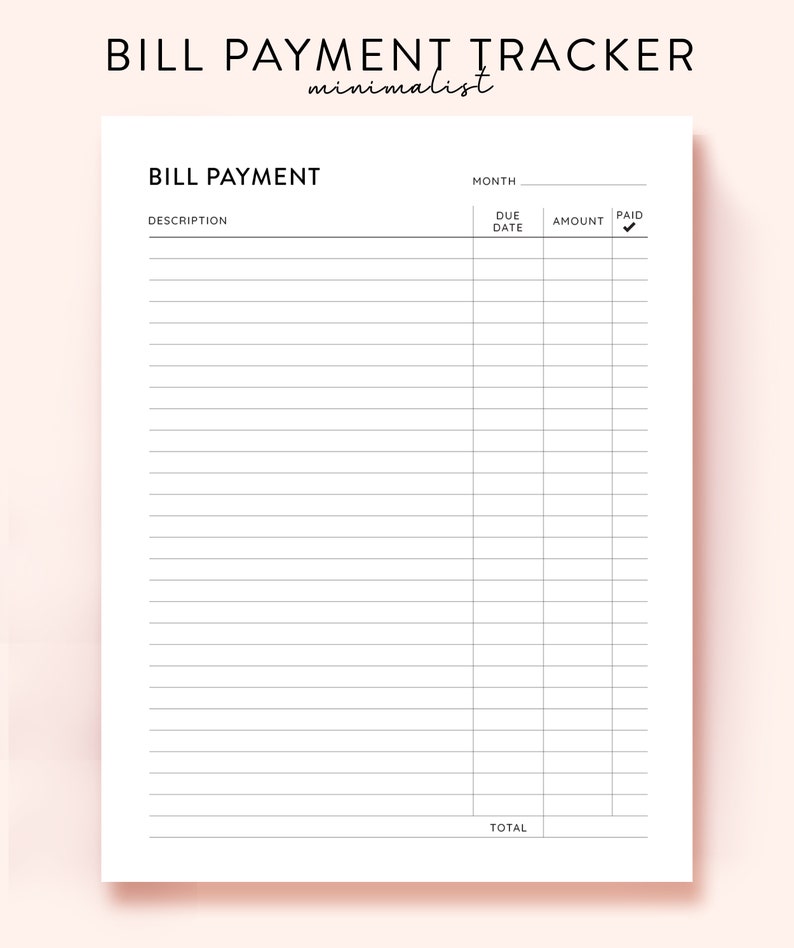 Monthly Bill Payment Tracker Printable Yearly Bill Tracker - Etsy