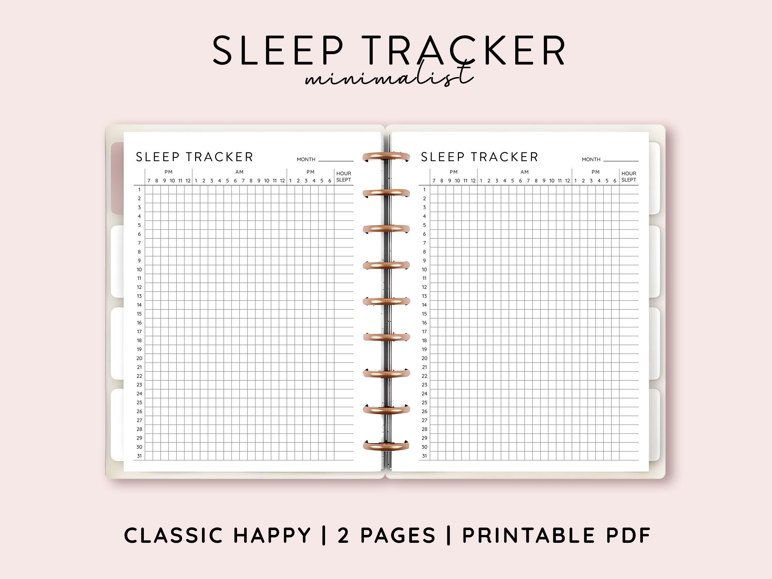 Happyplanner Sleep Tracker Printable Inserts Classic HP Insert Sleep Tracker Planner Classic ...