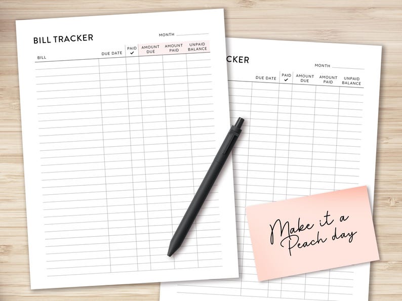 Monthly Bill Payment Tracker Printable, Financial Planner Printable ...