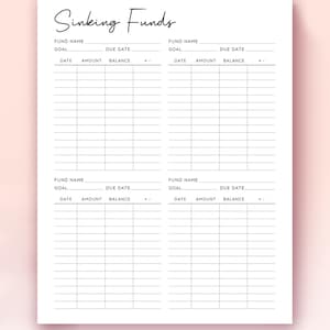 Sinking Funds Tracker Printable Sinking Funds Tracker Sheet, Sink Funds ...