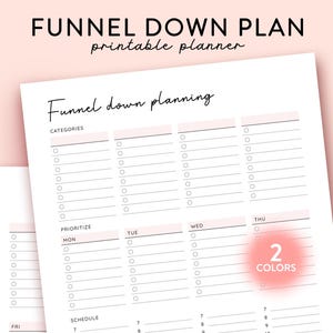 1-2-3 Funnel Down Planning System Printable, ADHD Planner, Executive ...