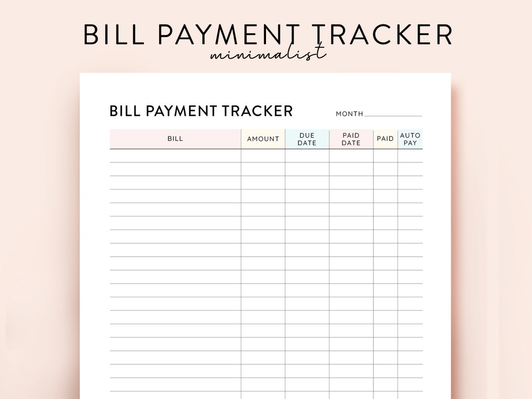 Monthly Bill Payment Tracker Printable Bill Planner Monthly - Etsy ...