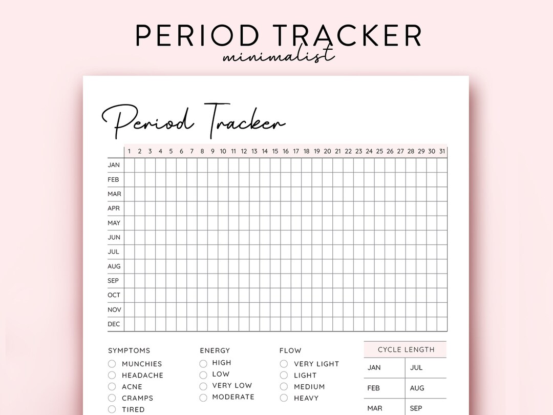 Minimal Period Tracker Digital Women Period Planner, Cycle Tracker for ...