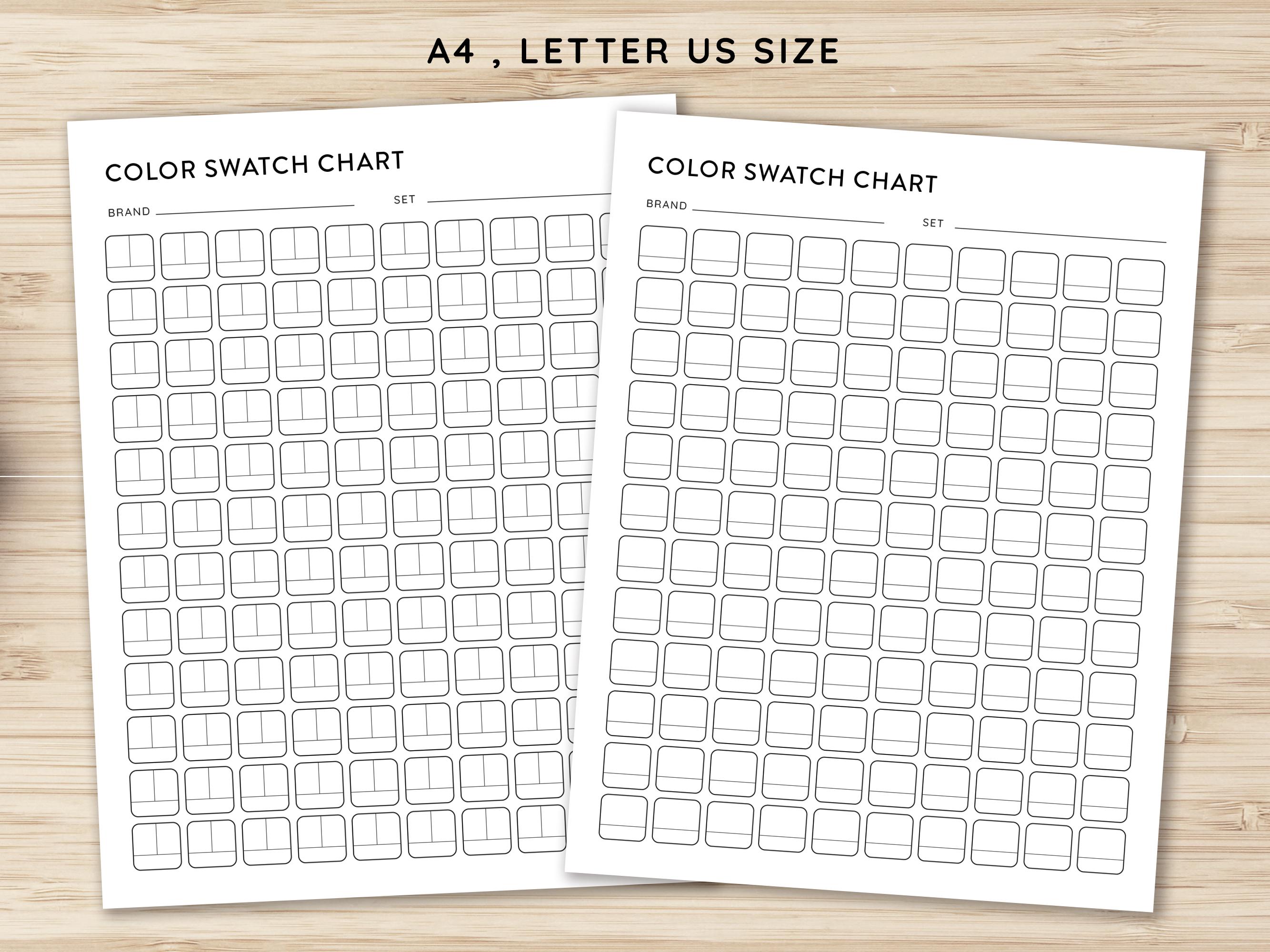Color Swatch Chart Blank Color Chart Printable Color Swatch Template ...