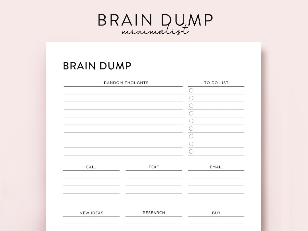 Brain Dump Printable, Thought Organizer, ADHD Brain Dump, Thought ...