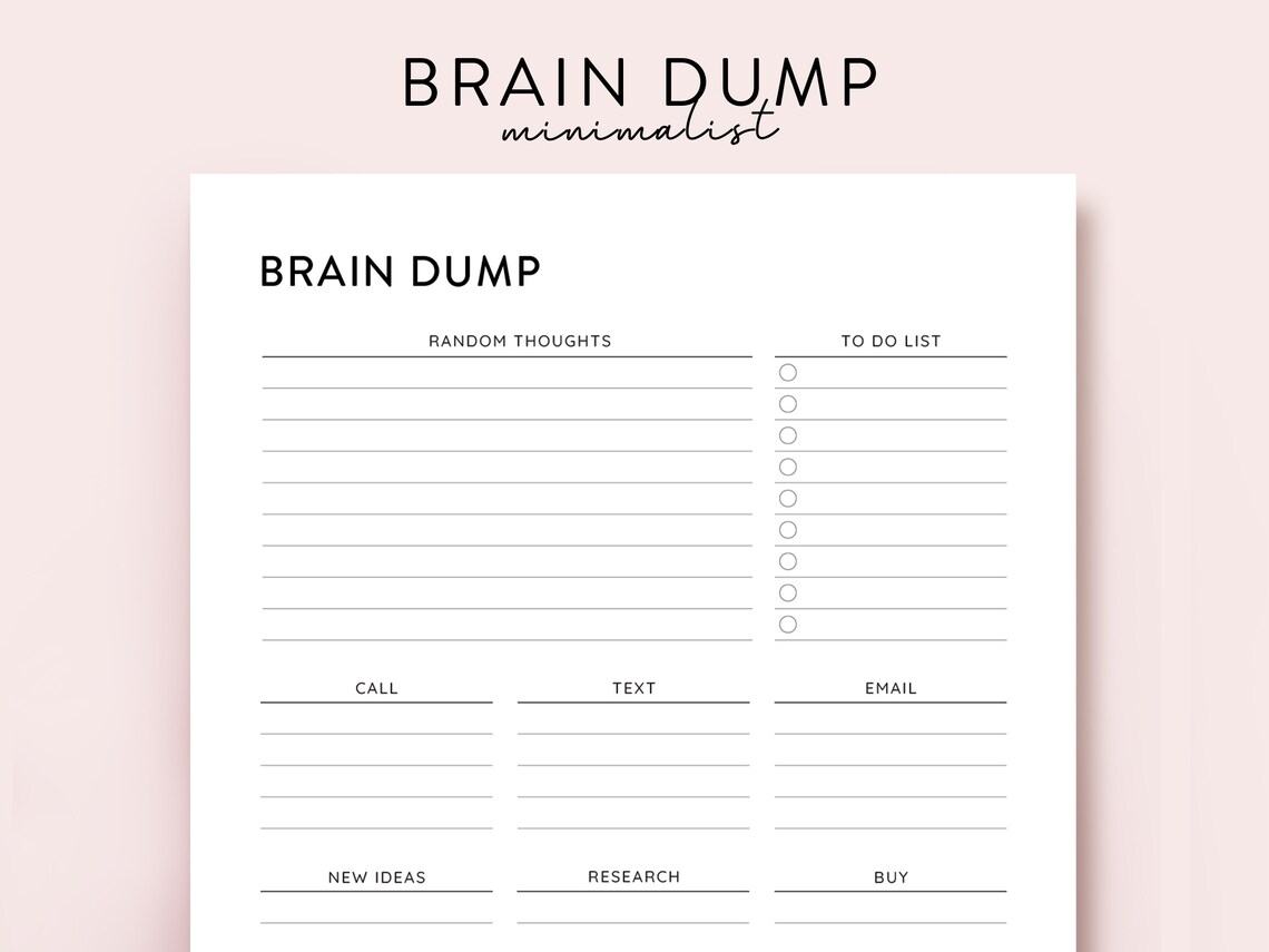 Brain Dump Printable, Thought Organizer, ADHD Brain Dump, Thought ...