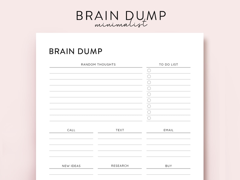 Brain Dump Printable, Thought Organizer, ADHD Brain Dump, Thought ...