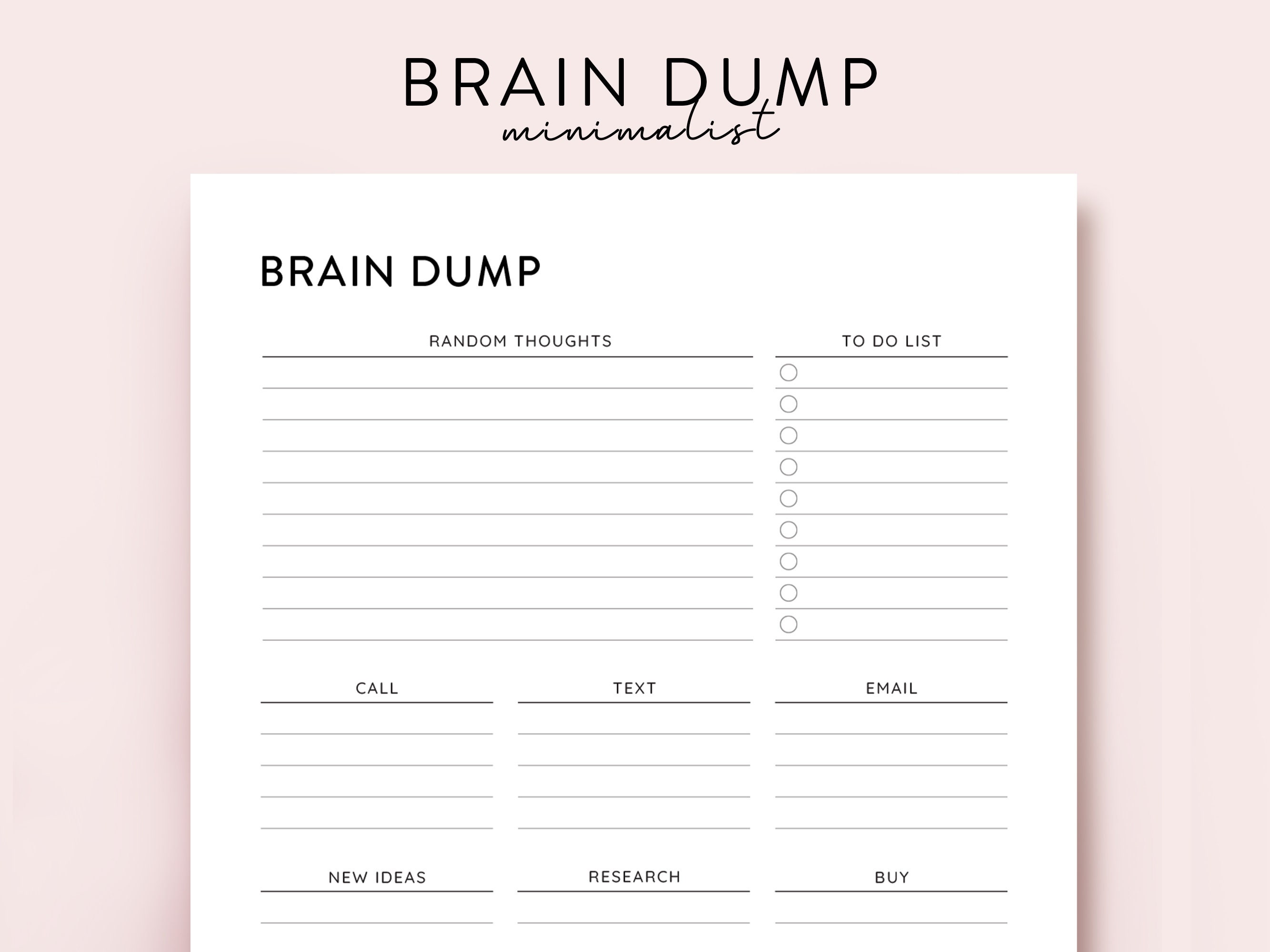 Brain Dump Printable, Thought Organizer, ADHD Brain Dump, Thought ...