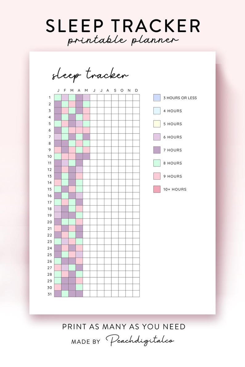 Sleep Tracker Printable, Monthly Sleep Tracker Planner Printable PDF ...