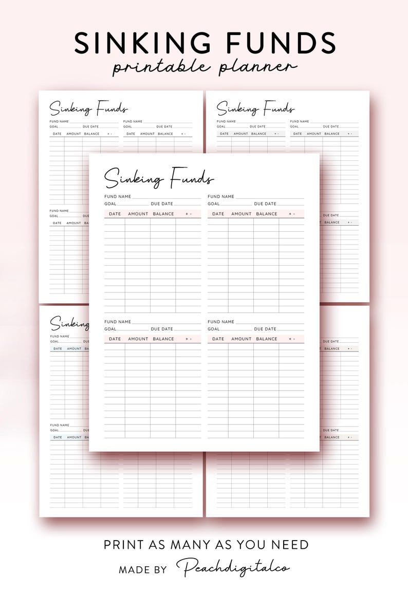 Sinking Funds Tracker Printable Sinking Funds Tracker Sheet, Sink Funds ...