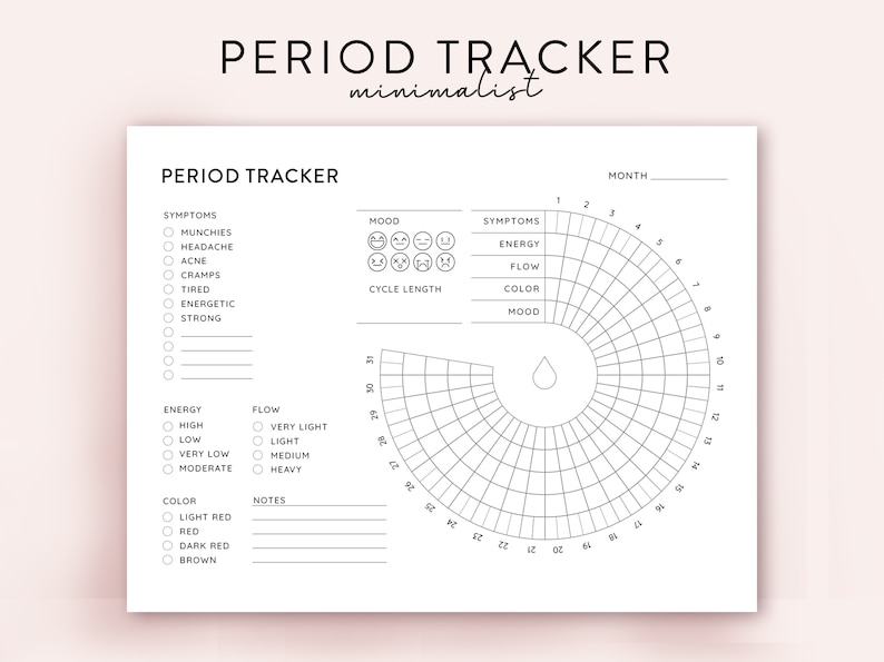 Minimal Period Tracker Digital Women Period Planner Landscape ...