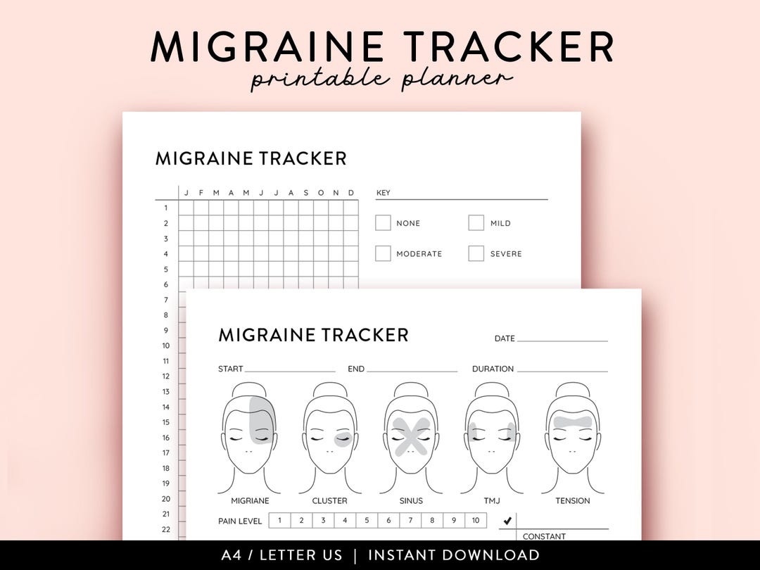 Migraine Tracker Printable, Headache Template, Migraine Track Headache ...