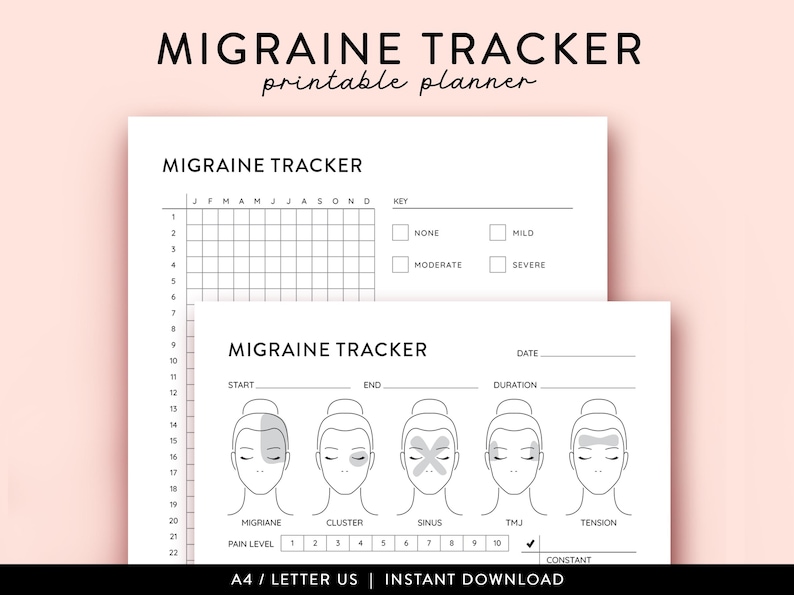 Migraine Tracker Printable, Headache Template, Migraine Track Headache ...