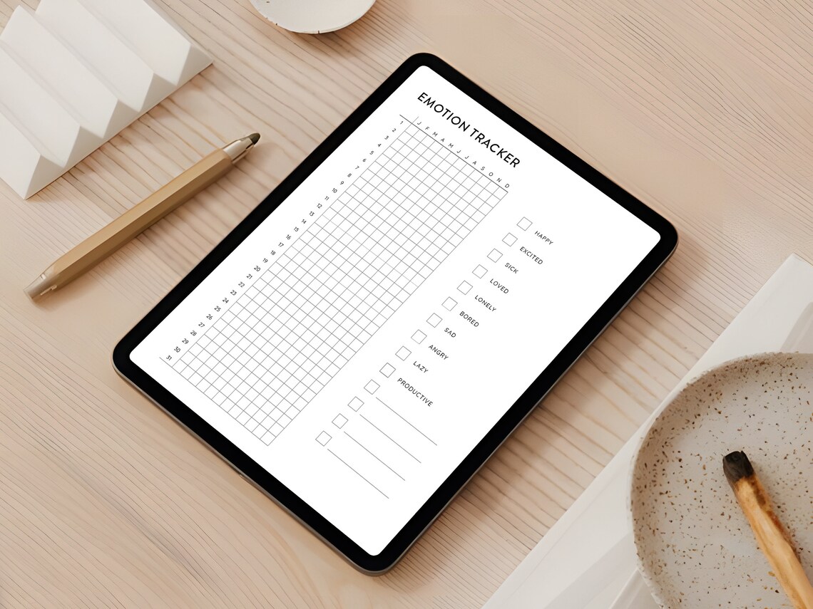 Emotion Tracker Printable Mood Tracker Template, Emotion Mood Tracker ...