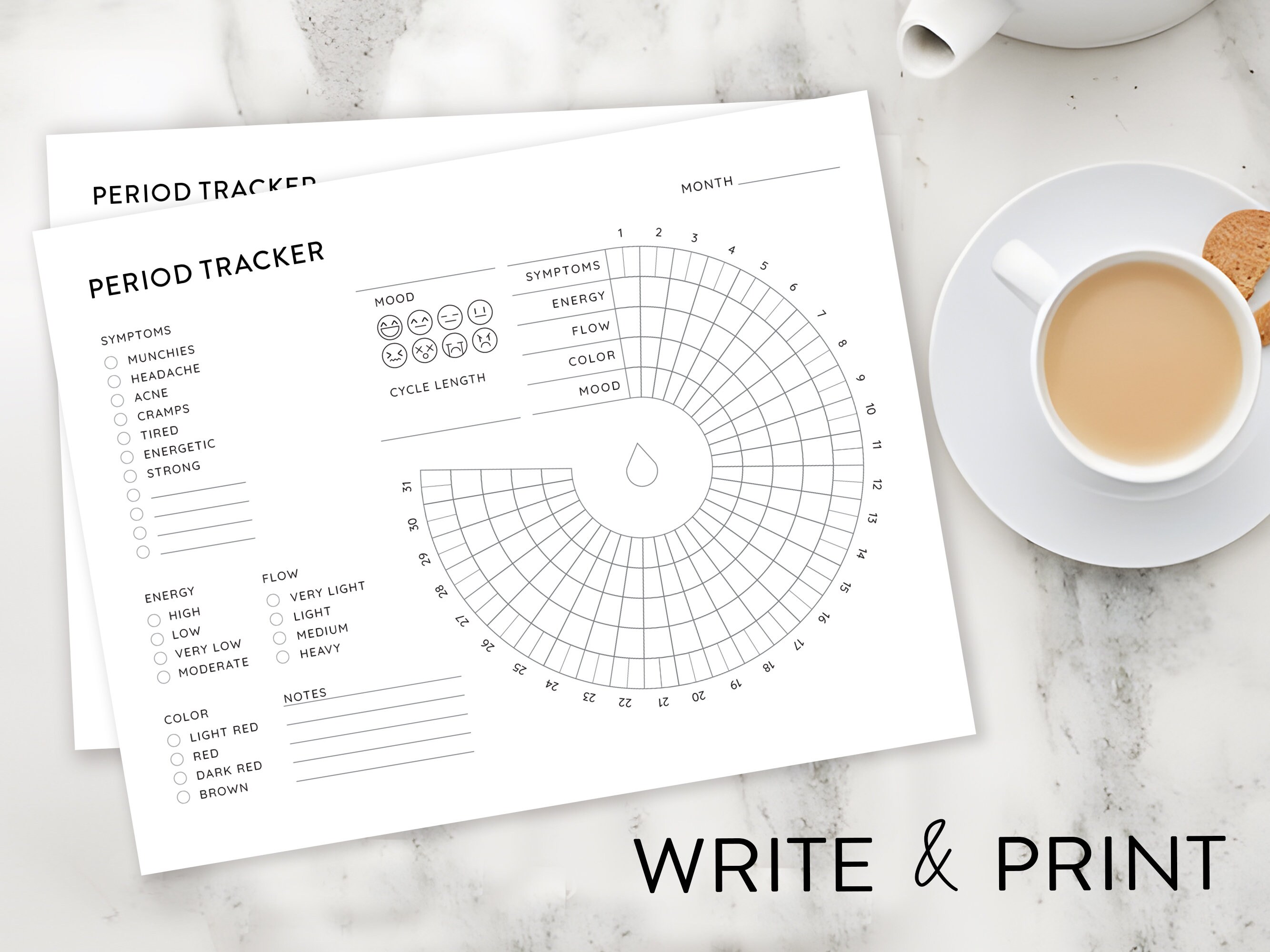 Minimal Period Tracker Digital Women Period Planner Landscape ...
