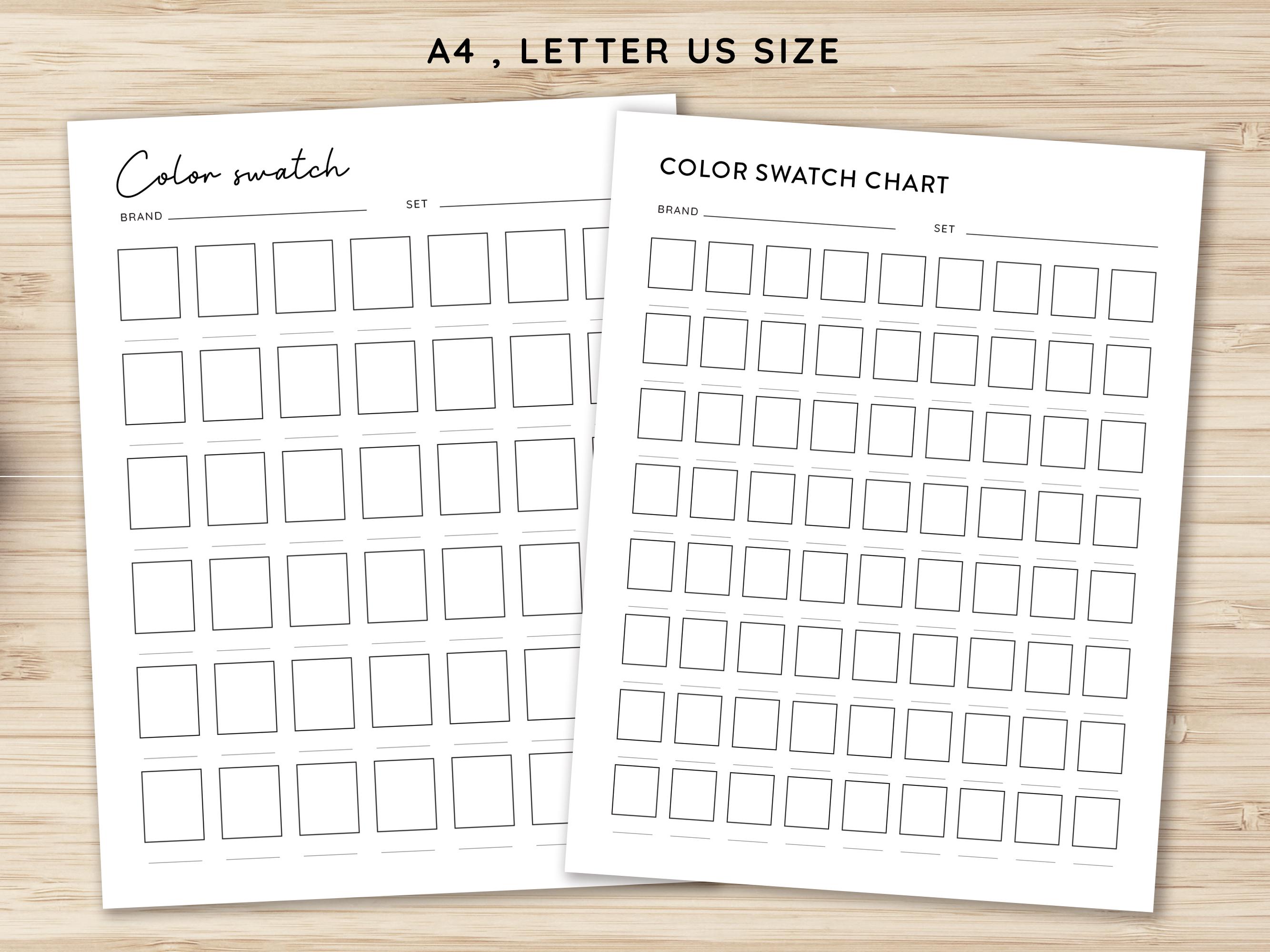 Color Swatch Chart Blank Color Chart Printable Color Swatch Template ...