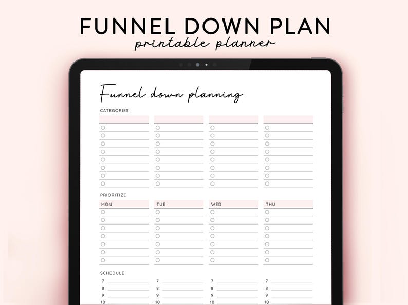 1-2-3 Funnel Down Planning System Printable, ADHD Planner, Executive ...