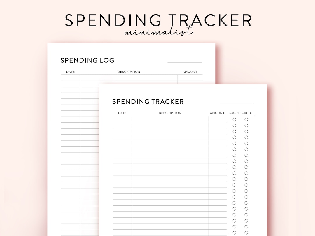 Digital Spending Tracker Printable Spending Log Monthly Expense Log ...