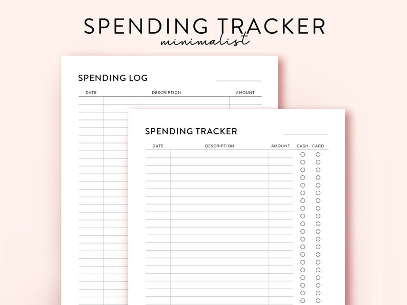 Digital Spending Tracker Printable Spending Log Monthly Expense Log ...