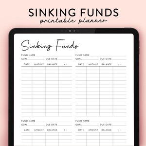 Sinking Funds Tracker Printable Sinking Funds Tracker Sheet, Sink Funds ...