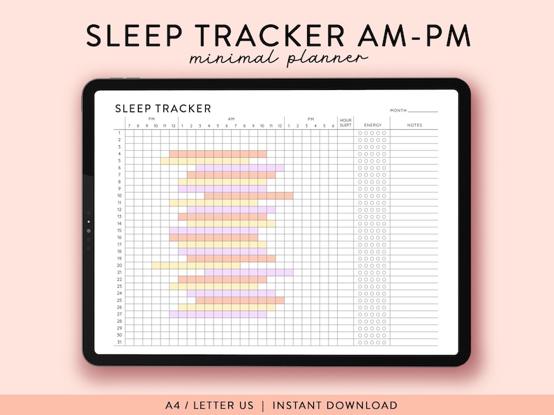 Sleep Tracker Printable, Monthly Sleep Tracker Planner Printable PDF ...