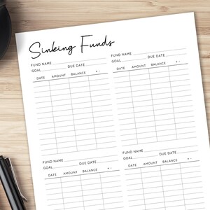 Sinking Funds Tracker Printable Sinking Funds Tracker Sheet, Sink Funds ...