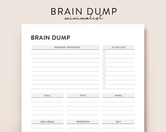 Brain Dump, ADHD Brain Dump, Thought Organizer, Thought Tracker ...