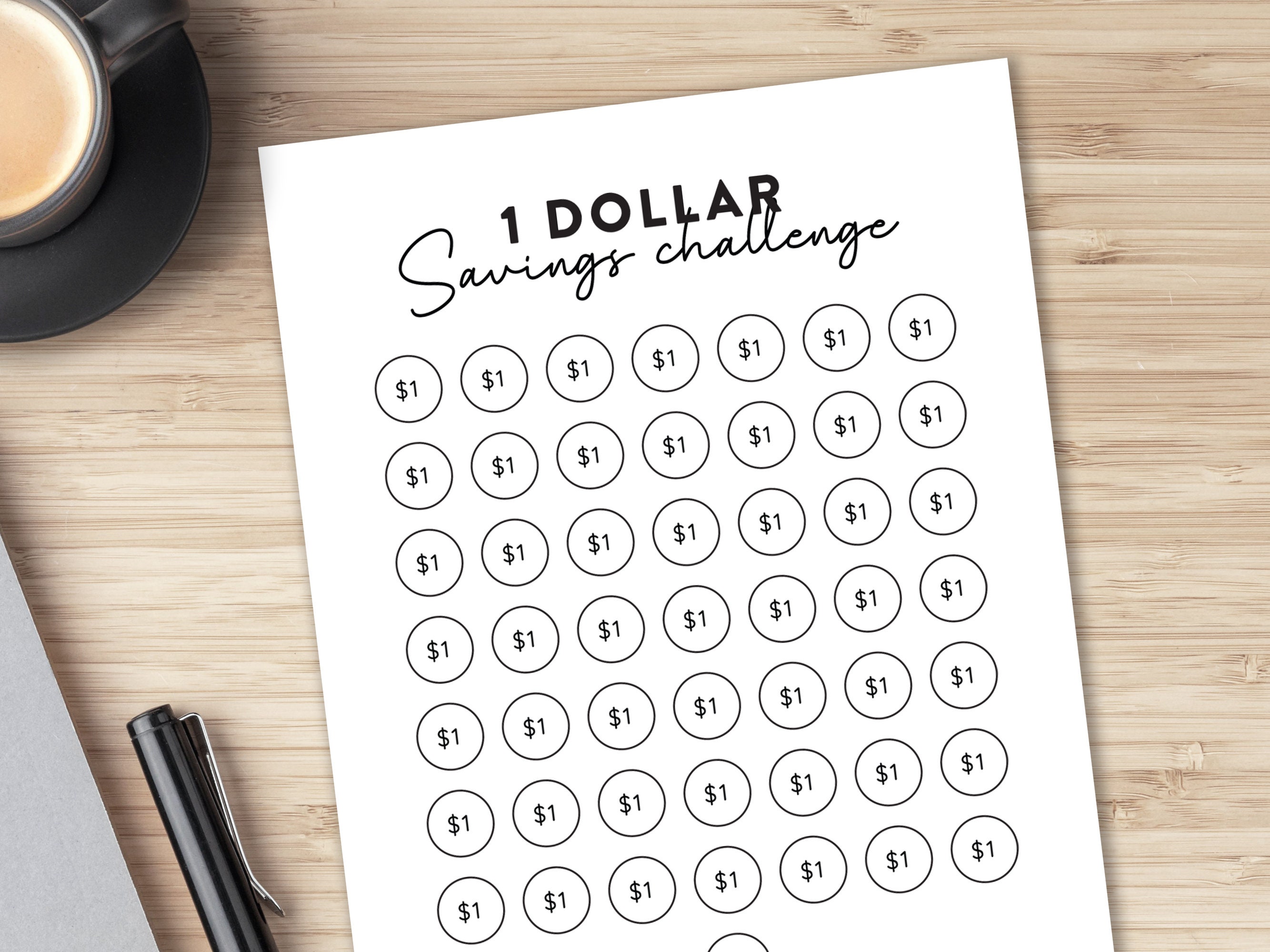 1 Dollar Savings Challenge Printable, Save 50 Challenge, 1 Dollar Money ...