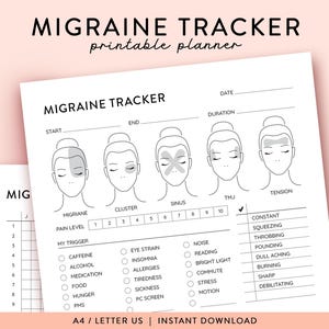 Migraine Tracker Printable, Headache Template, Migraine Track Headache ...