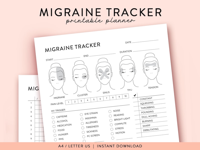 Migraine Tracker Printable, Headache Template, Migraine Track Headache ...