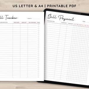 Monthly Bill Payment Tracker Printable, Financial Planner Printable ...