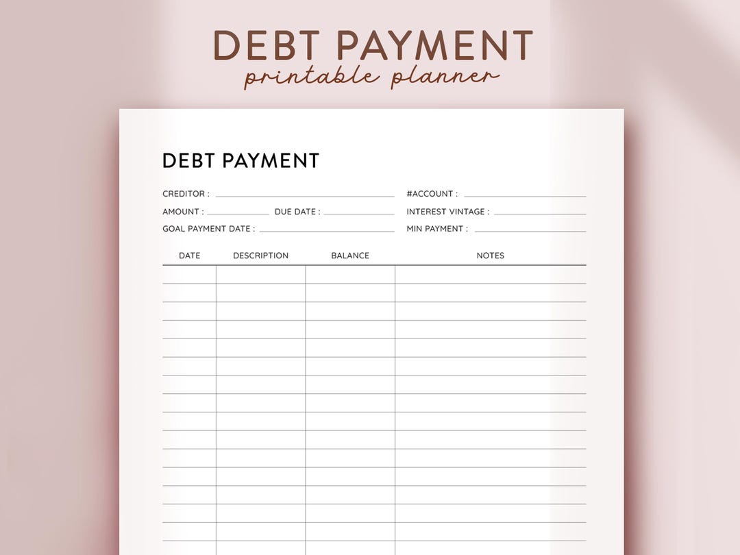 Debt Payment Tracker Printable, Financial Planner Printable, Debt ...