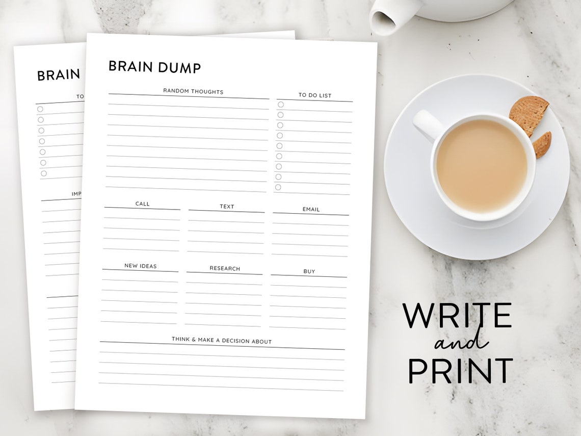Brain Dump Printable, Thought Organizer, ADHD Brain Dump, Thought ...