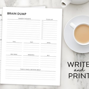 Brain Dump Printable, Thought Organizer, ADHD Brain Dump, Thought ...