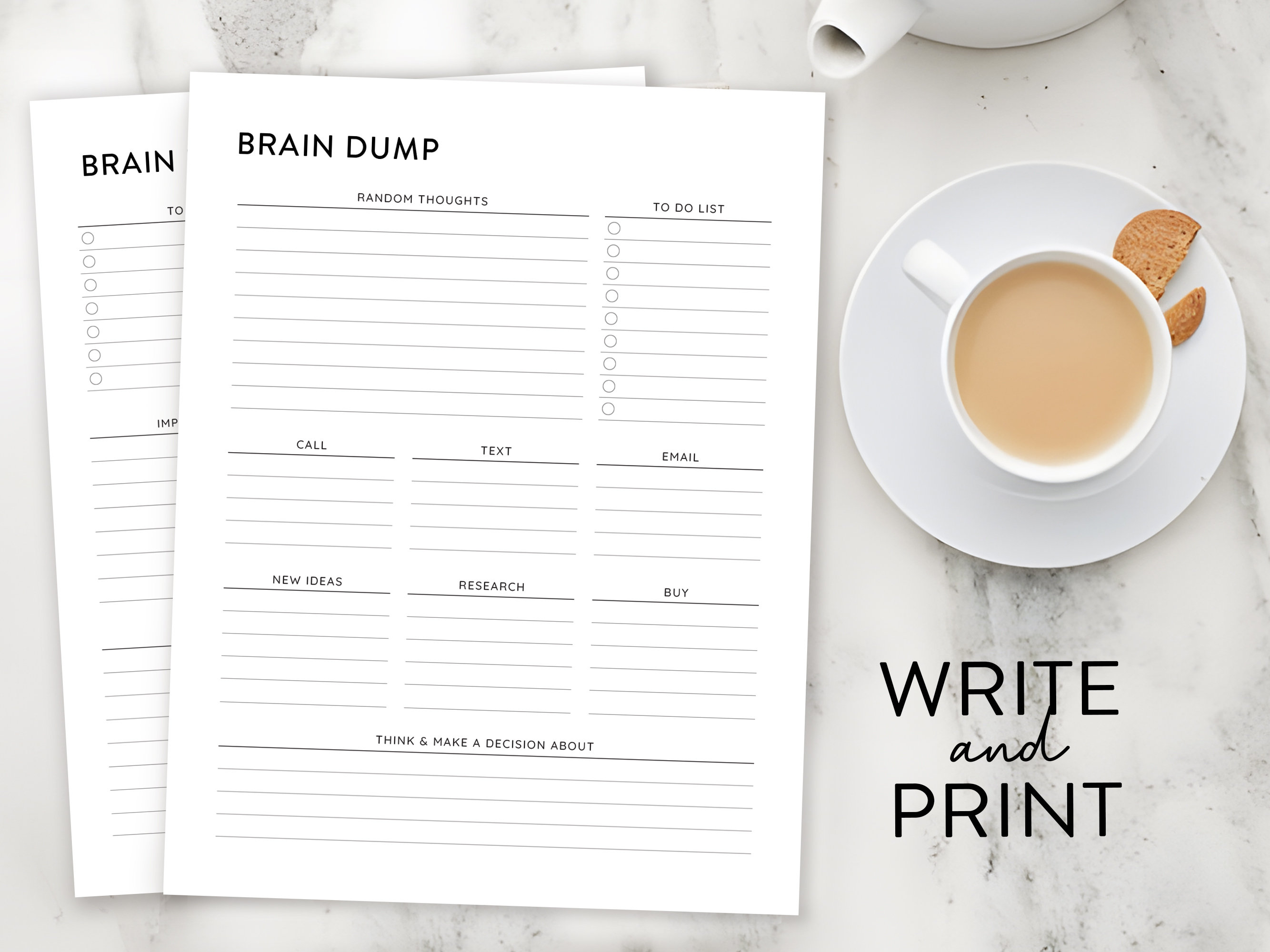 Brain Dump Printable, Thought Organizer, ADHD Brain Dump, Thought ...