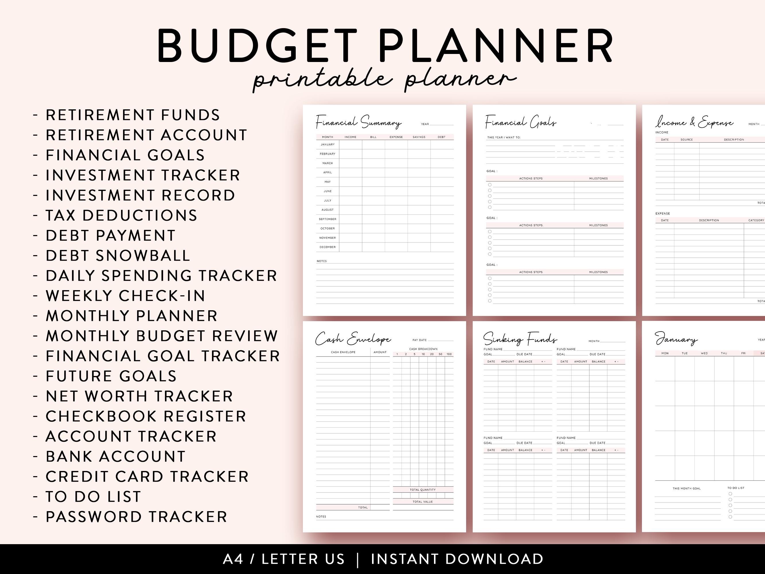 2025 Budget Planner Printable, Financial Planner Bundle Finance Journal ...
