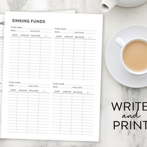 Sinking Funds Tracker Printable Sinking Funds Tracker Sheet Sink Funds ...