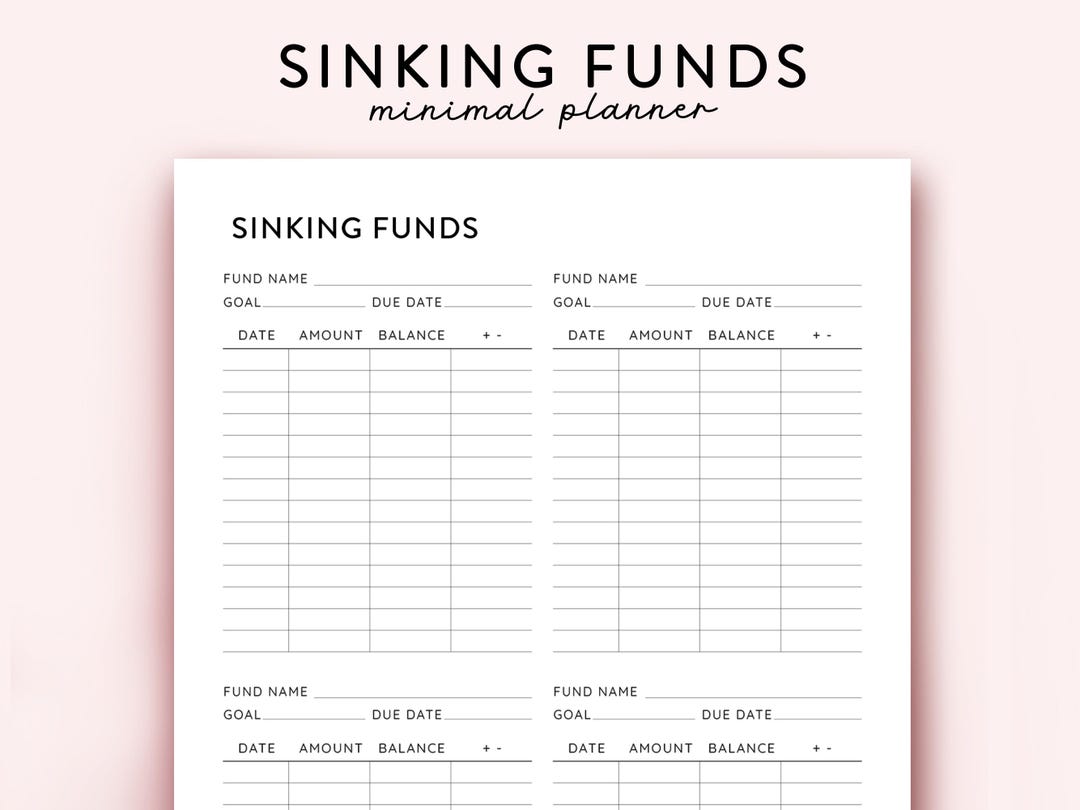 Sinking Funds Tracker Printable Sinking Funds Tracker Sheet Sink Funds ...
