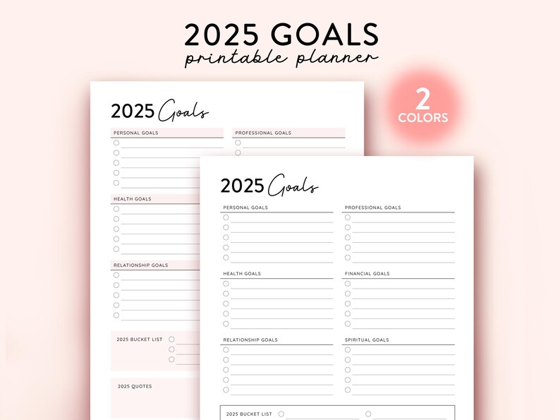 2025 Goal Settings Worksheet, 2025 Goals Template, Goals Printable ...